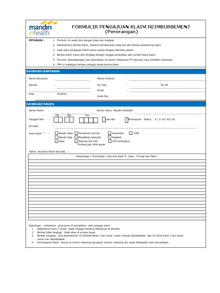 Formulir Klaim Reimbursement Karyawan | PDF