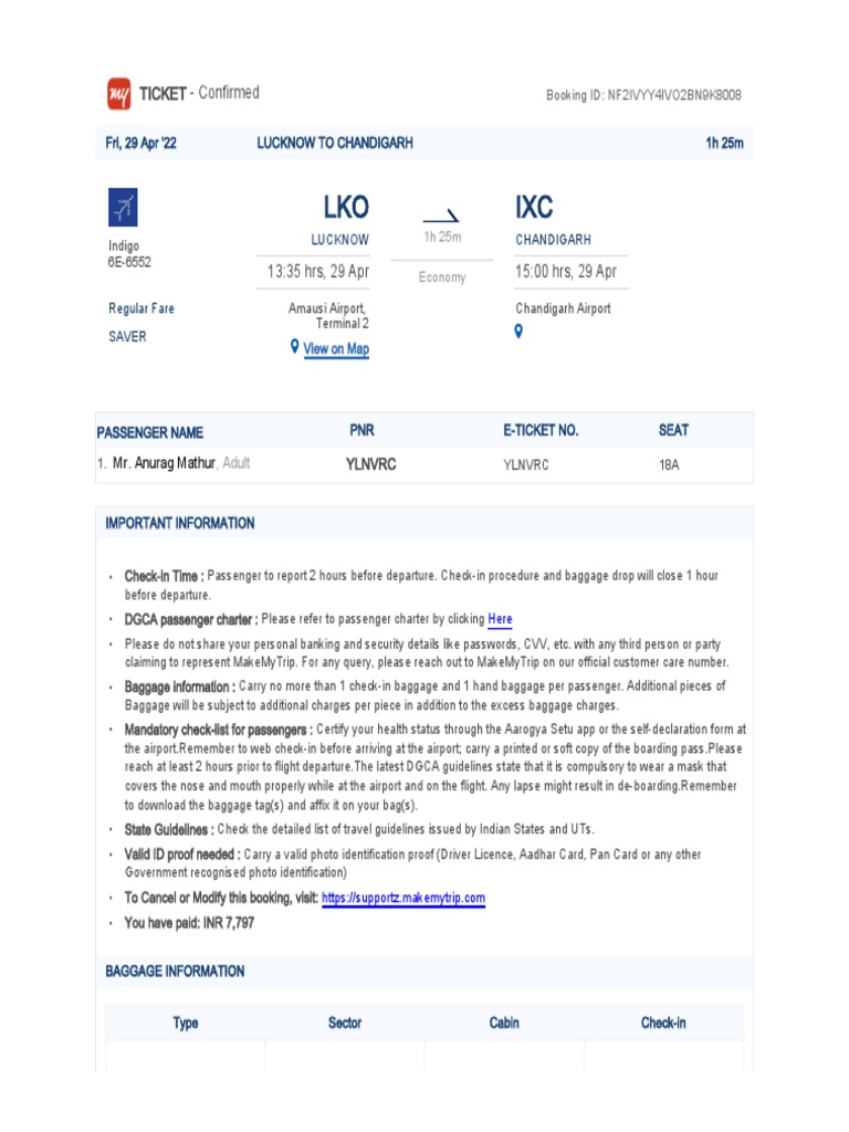 Anurag-LKO To CDG Flight | PDF | Identity Document | Baggage