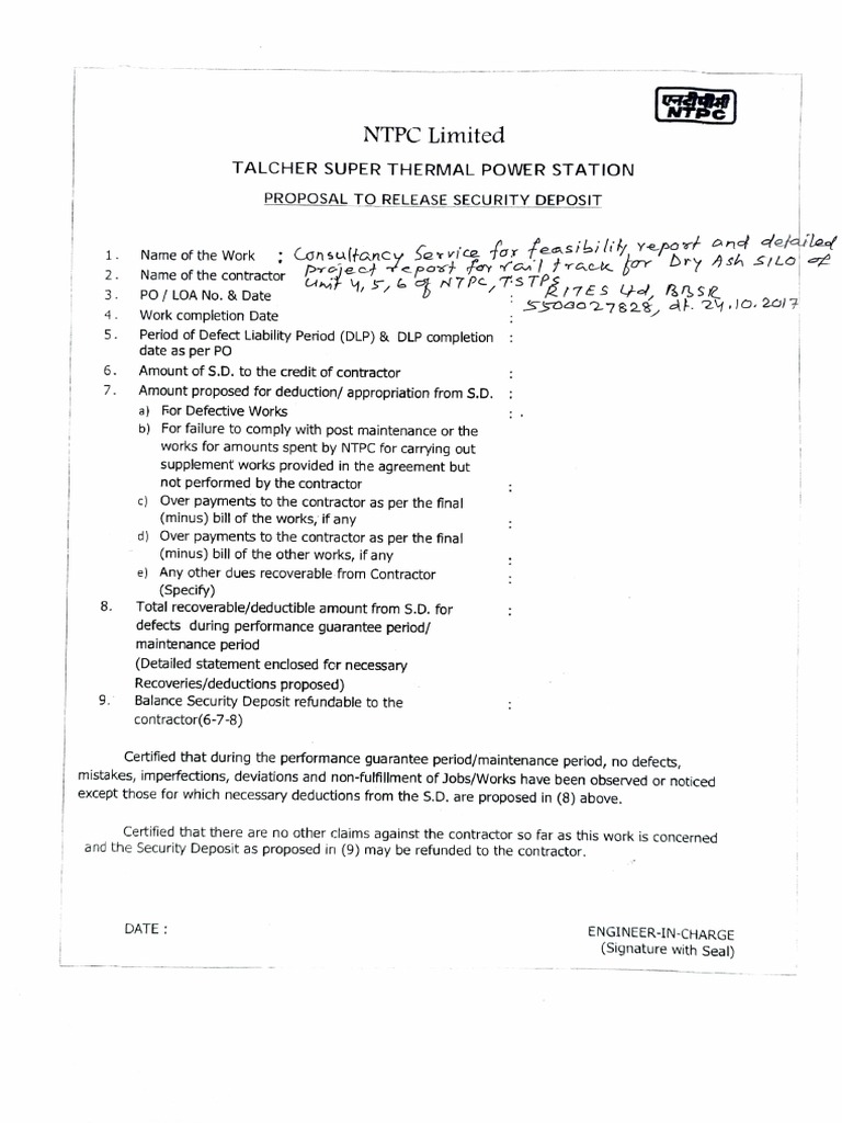 NTPC Format For SD | PDF