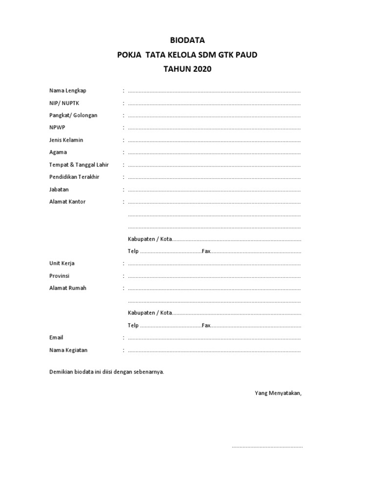 Biodata | PDF