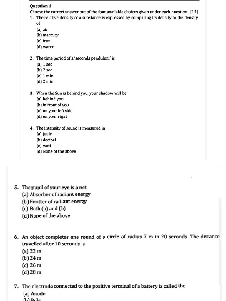 Icse 7th Physics Paper | PDF