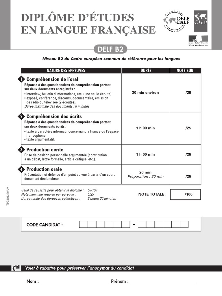 Diplôme DELF B2 : Épreuves et Évaluation | PDF | Business
