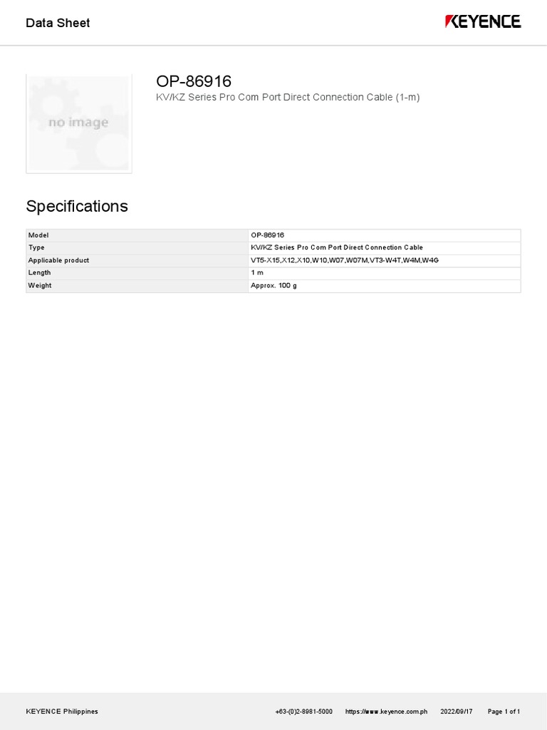 KV/KZ Pro Com Port Cable Data Sheet | PDF