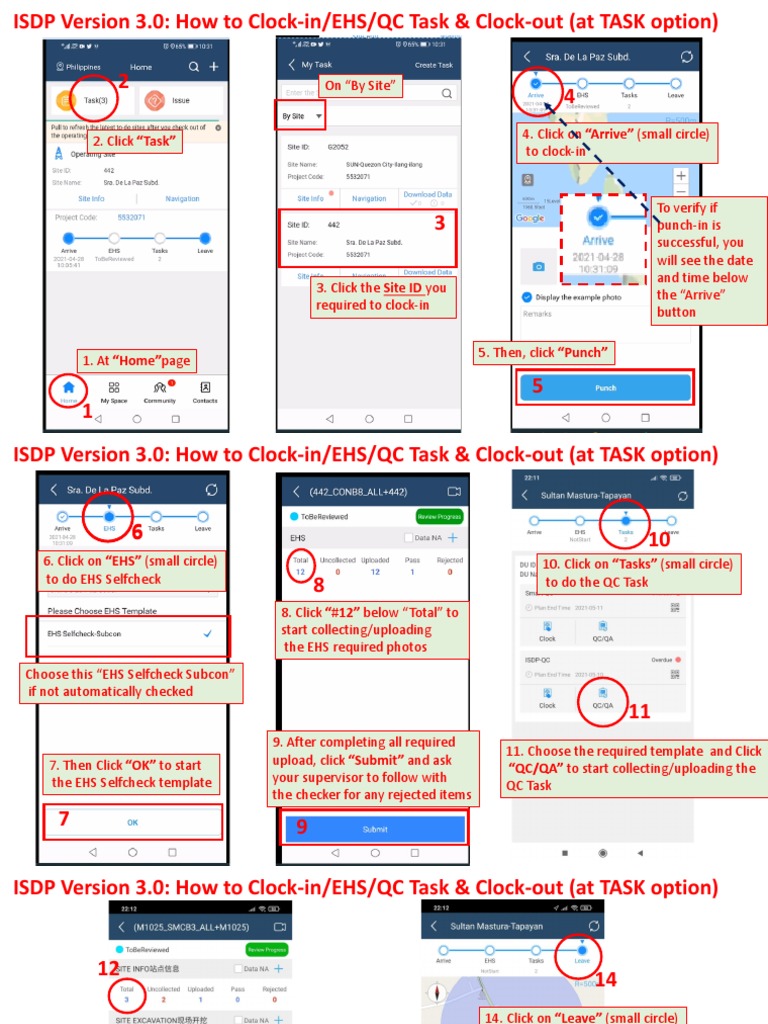 ISDP Mobile Version 3 - Clock In&out, EHS, QC Task Guidance (At Task ...