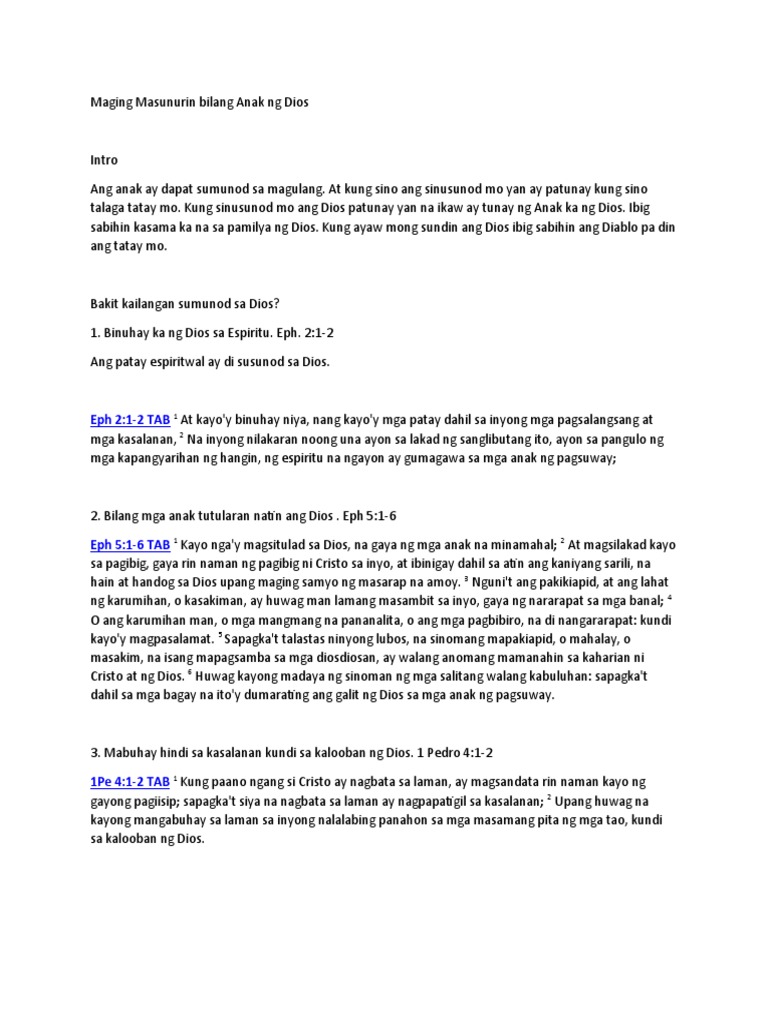 Maging Masunurin Bilang Anak NG Dios | PDF