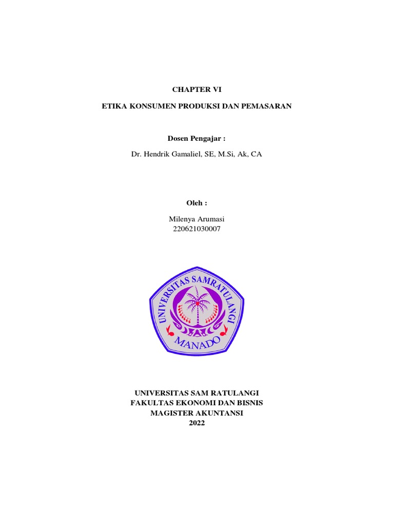 Ringkasan Chapter Vi Etika Konsumen Produksi Dan Pemasaran | PDF