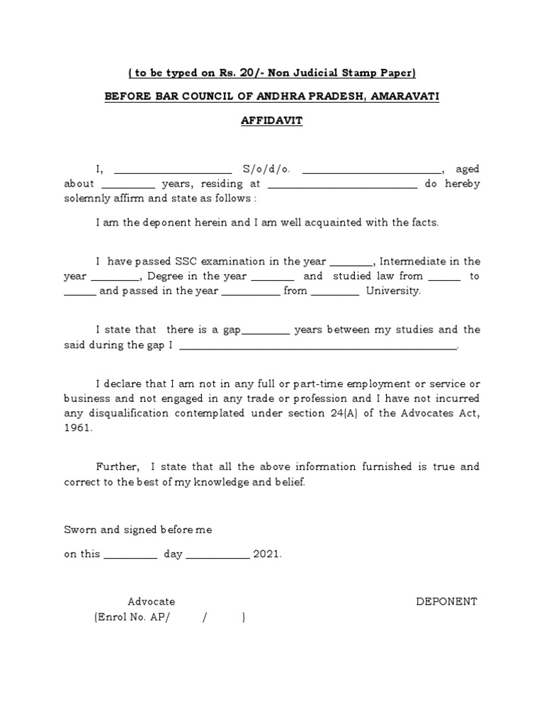 Proforma of Affidavit For Educational Gap | PDF
