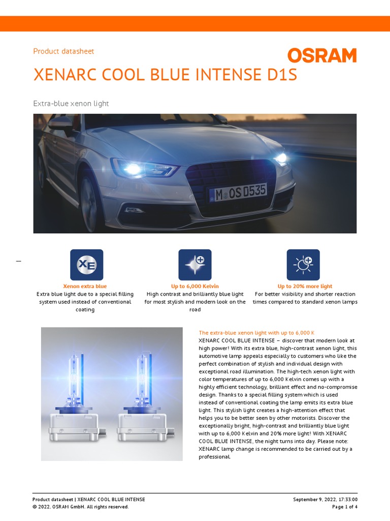 ZMP 85015 Xenarc Cool Blue Intense d1s | PDF | Manufactured Goods | Light