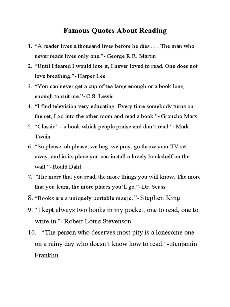 Famous Quotes About Reading | PDF | History