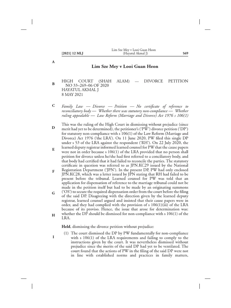 Lim Sze Mey V Looi Guan Heon | PDF | Divorce | Court Of Appeal Of Singapore