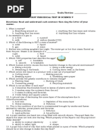 Science Grade 3 1st Quarter Test | PDF | Liquids | Matter