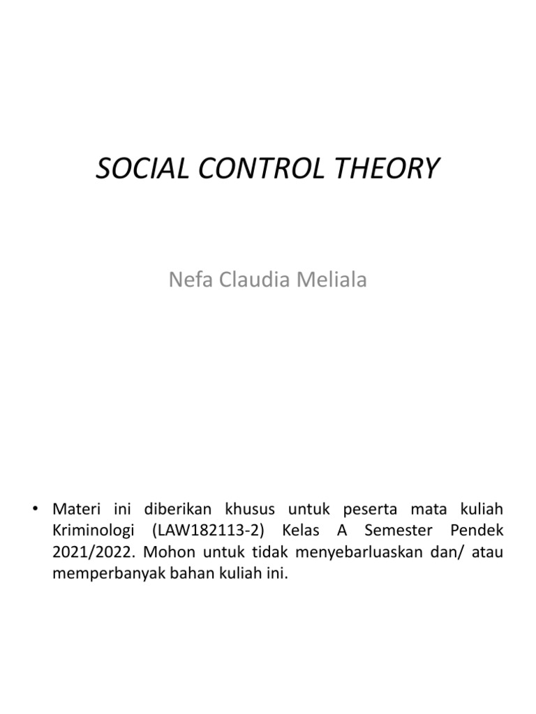 Bab Xii Social Control Theory | PDF | Juvenile Delinquency | Id