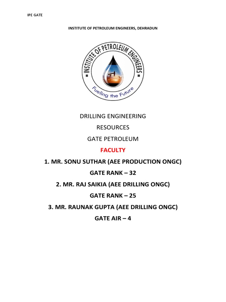 GATE Drilling Engineering Guide | PDF | Oil Well | Drilling