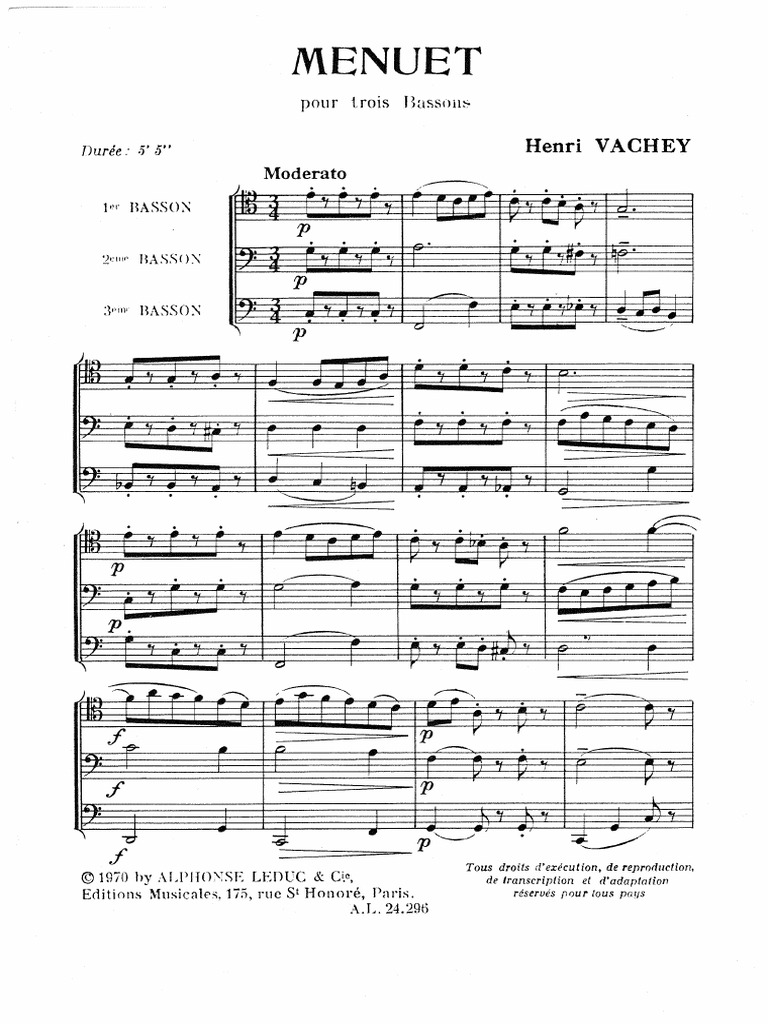 Trio Menuet Henri Vachey (Partitura 3 Fagoti) | PDF