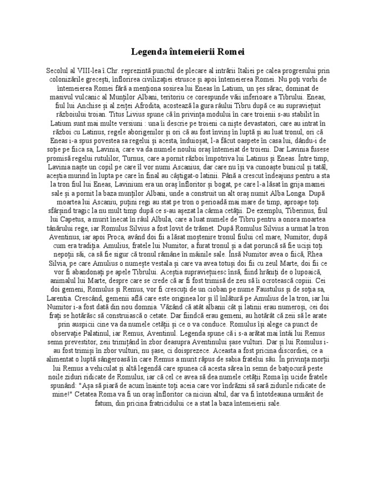 Legenda Întemeierii Romei | PDF