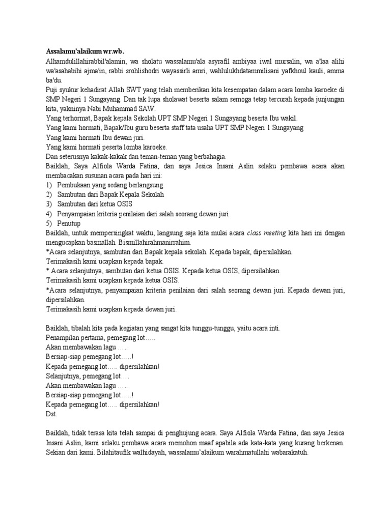 Naskah MC Lomba | PDF