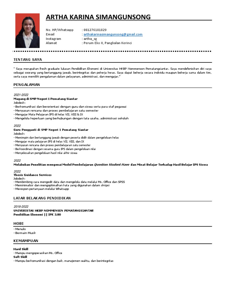 CV Artha Karina Simangunsong IPS | PDF