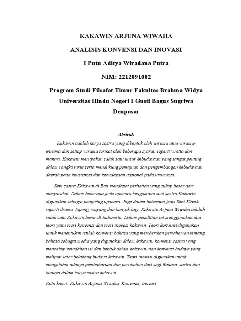 Kakawin Arjuna Wiwaha | PDF