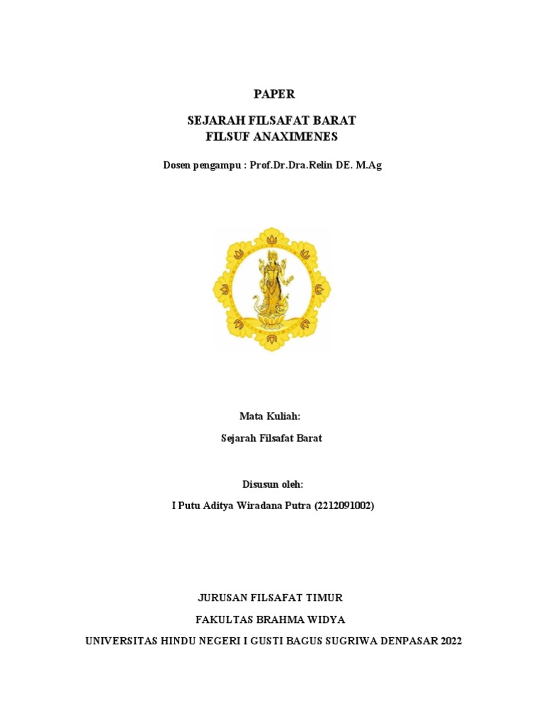 Pemikiran Anaximenes dalam Filsafat Barat | PDF | Agama & Spiritualitas