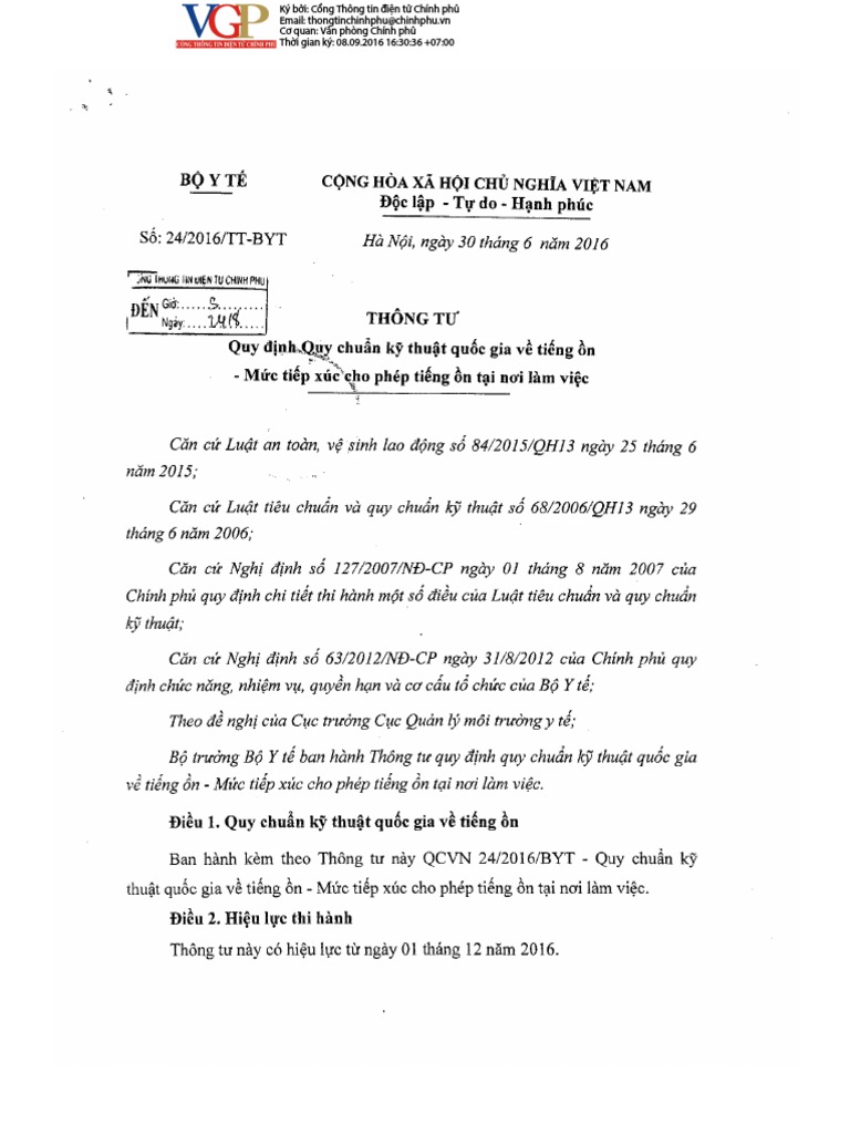 QCVN 24 2016 Tt-Byt Signed | PDF