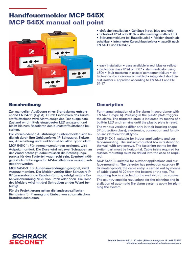 MCP 545X Manual Call Point | PDF