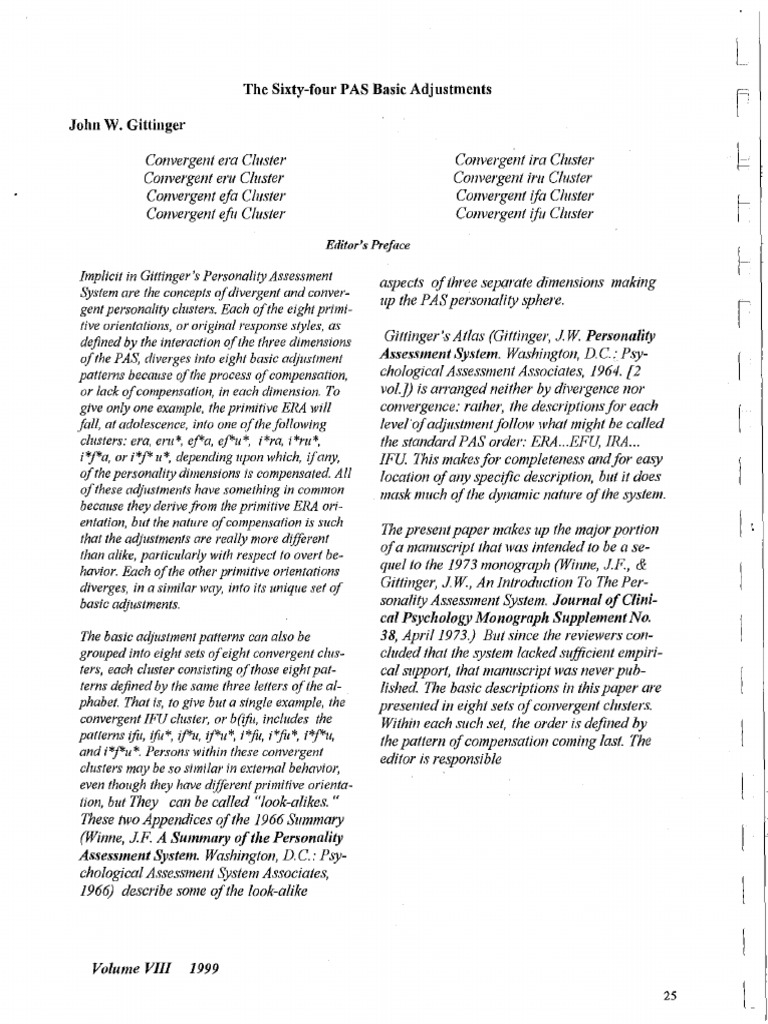 Pas: Personality Assessment System, The Sixty-Four Basic Adjustments ...