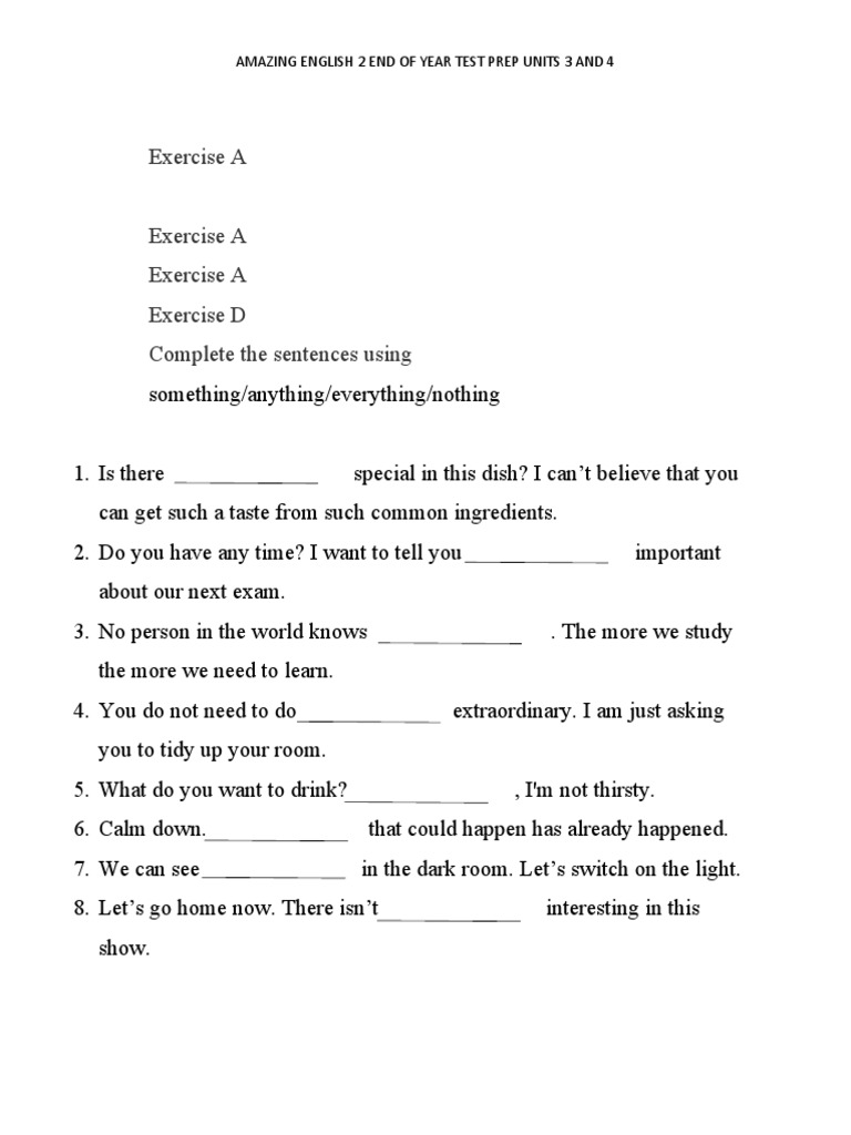 AMAZING ENGLISH 2 END YEAR TEST UNITS 3-4 | PDF