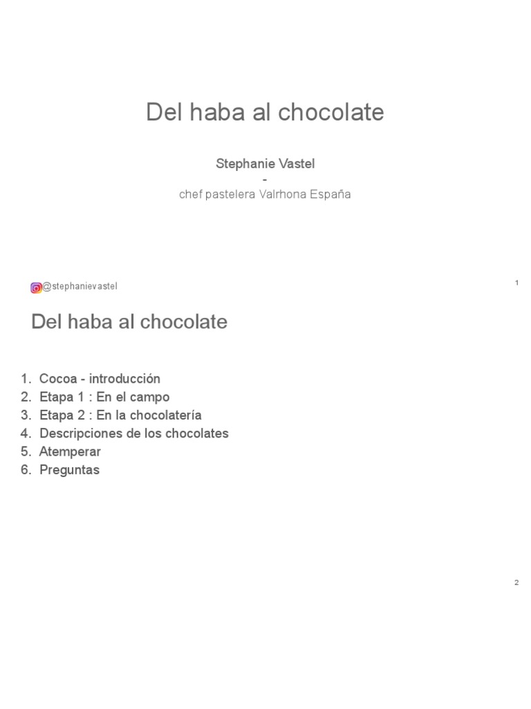 Presentación Del Haba Al Chocolate | PDF | Chocolate | Sólidos de cacao