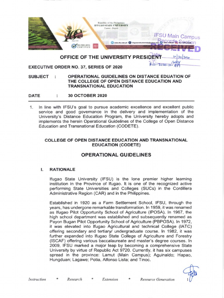 Executive Order No. 37, S. 2020 | PDF | Thesis | Academic Degree