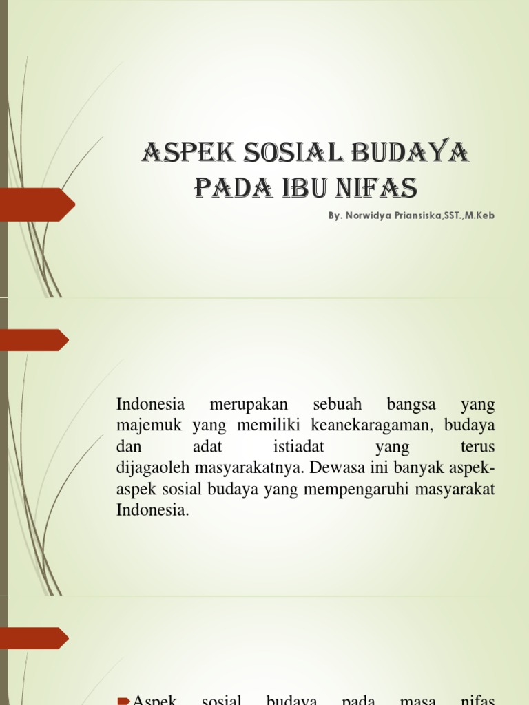 Aspek Sosial Budaya Pada Ibu Nifas | PDF