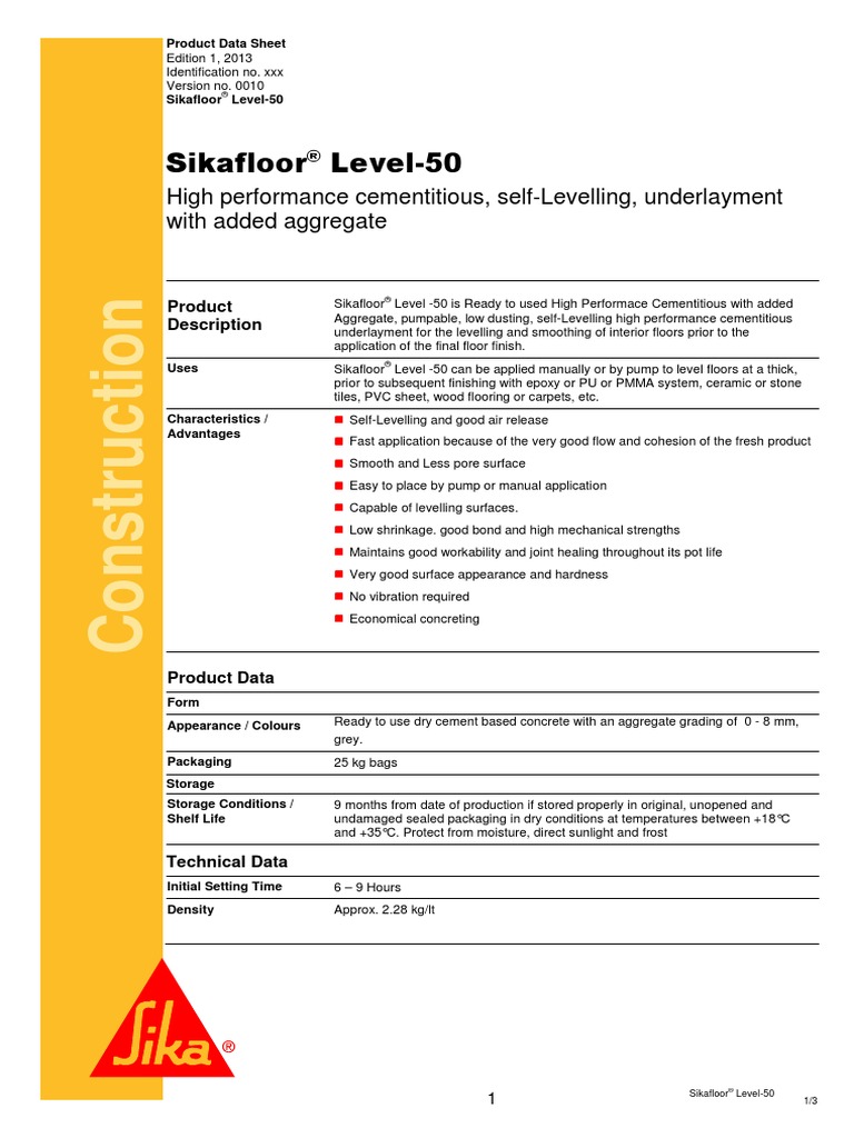 High Performance Cementitious Self-Leveling Underlayment with Added ...