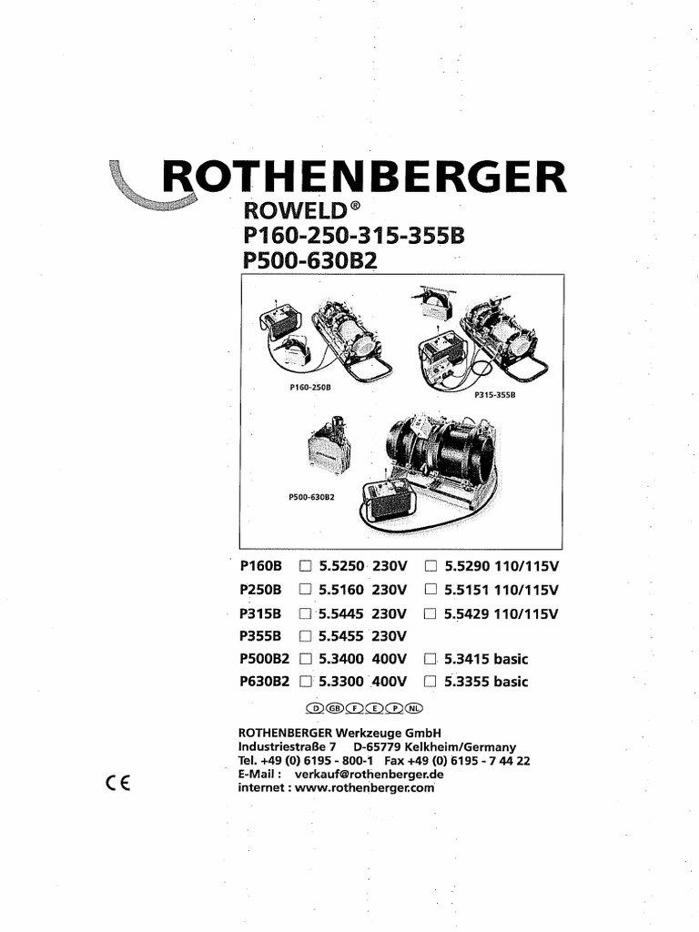 Roweld P160B-P630B Operating Manual | PDF