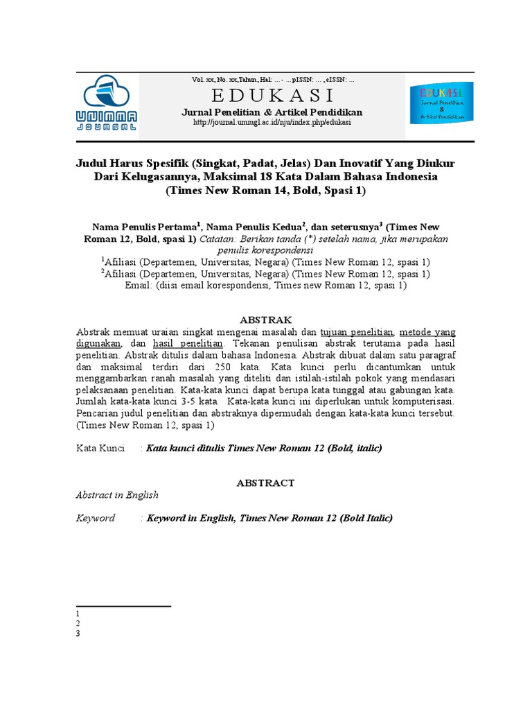 Template Jurnal Penelitian Pendidikan | PDF | Kajian Bahasa Asing