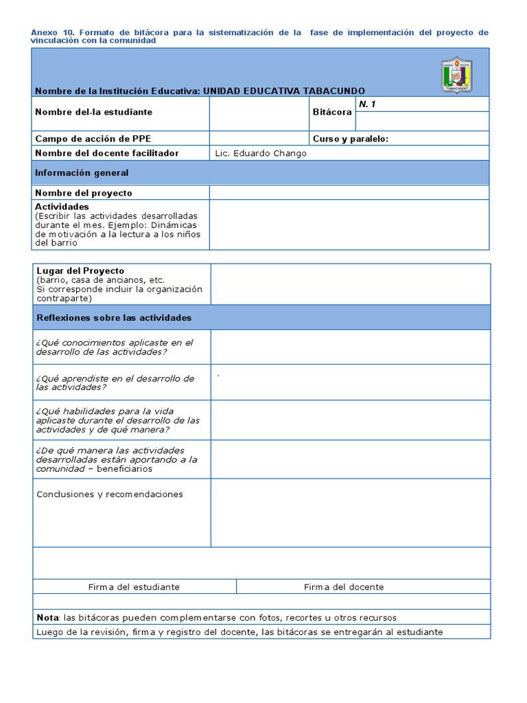 Formato de Bitácora | PDF