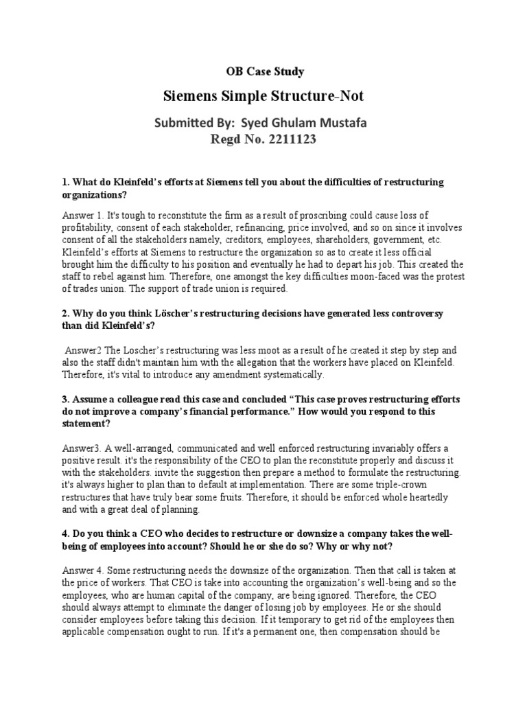 Case Study Siemens | PDF | Employment | Economies