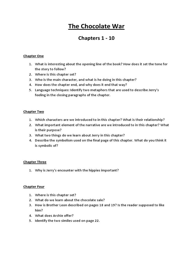 The Chocolate War CHPT 1-10 | PDF | General Fiction