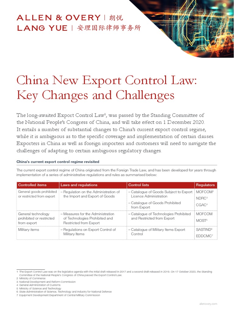 China New Export Control Law Key Changes and Challenges | PDF | Justice ...