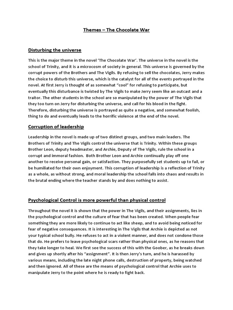 Themes in "The Chocolate War" | PDF