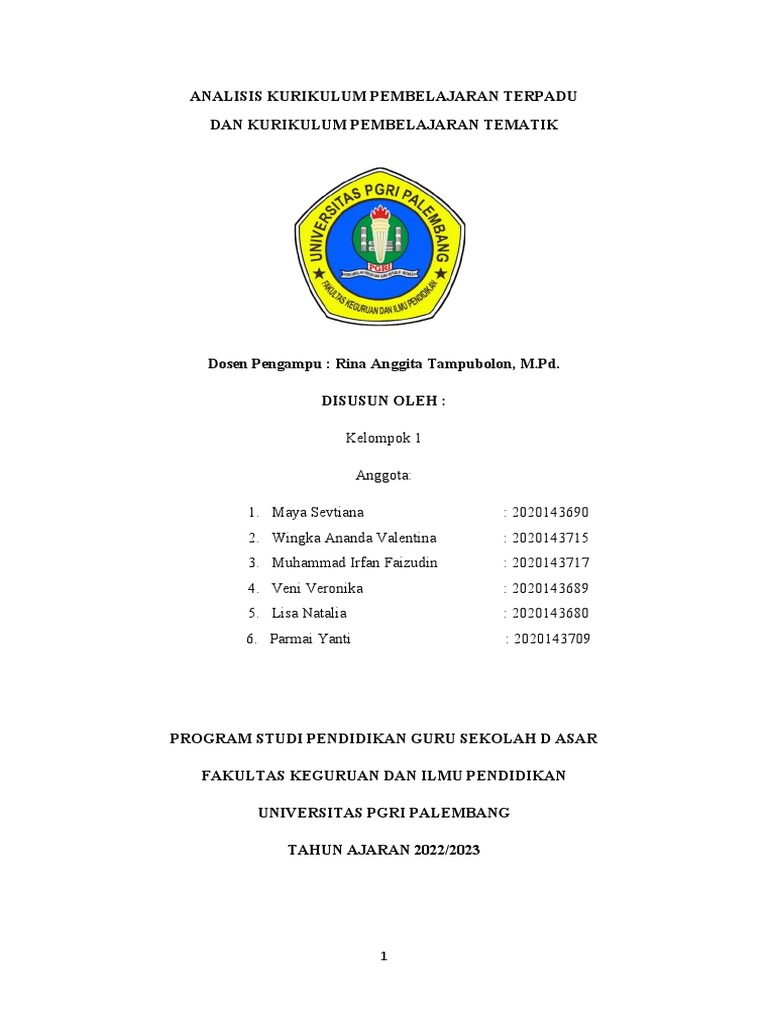 MKLH Pembelajaran Terpadu SD Kel.1 Wingka | PDF