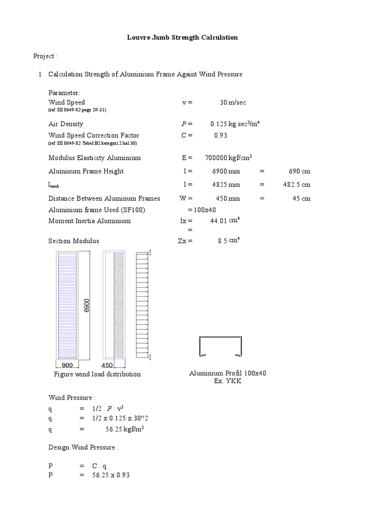 Louvre Jamb Strength Calculation | PDF | Teaching Methods & Materials ...