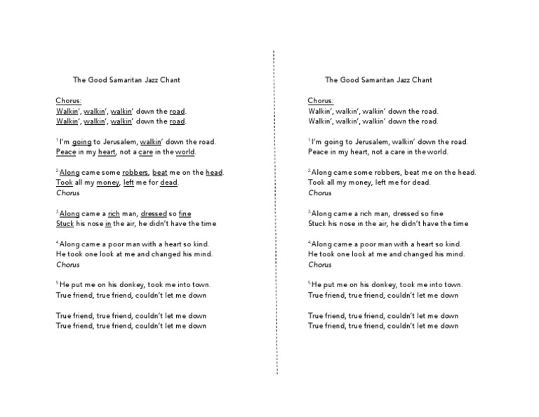 Good Samaritan Jazz Chant Lyrics | PDF