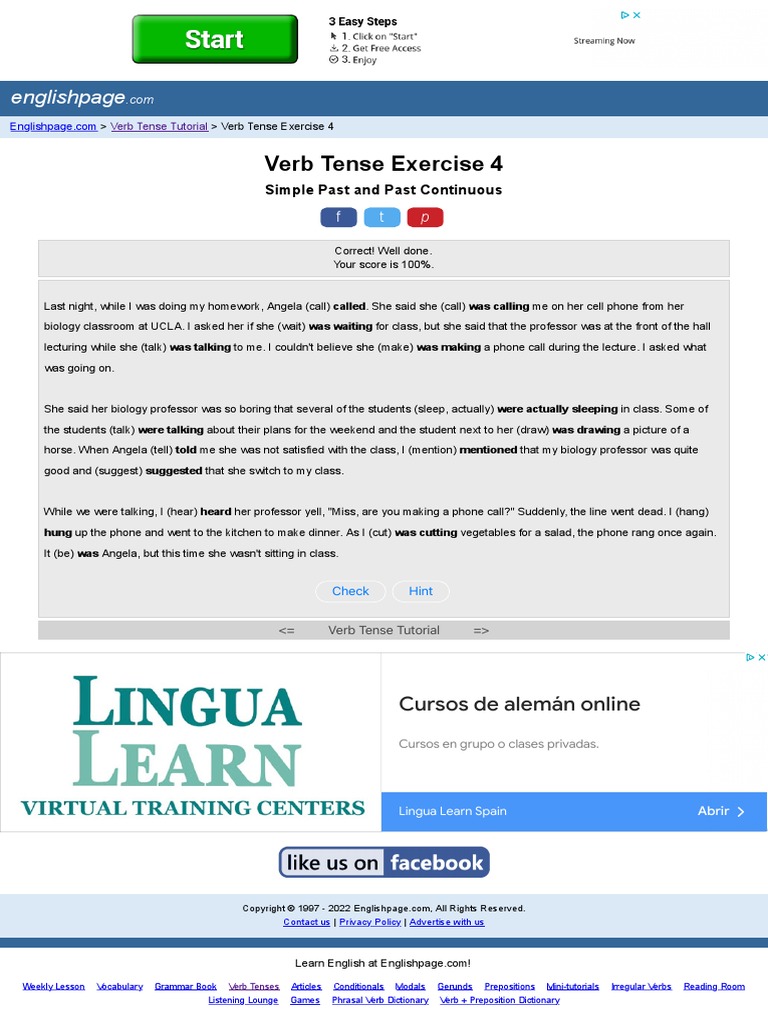 Simple Past and Past Continuous Exercise (4) ENGLISH PAGE | PDF | Verb ...