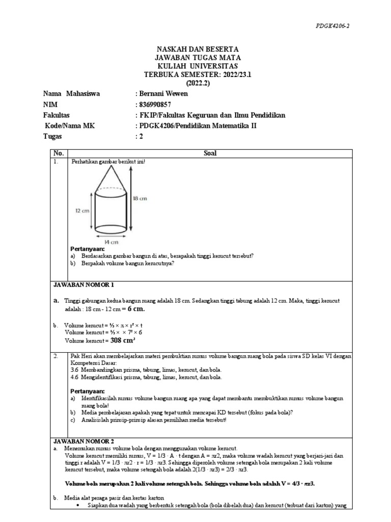 Soal Pdgk4206 Tmk2 2 | PDF