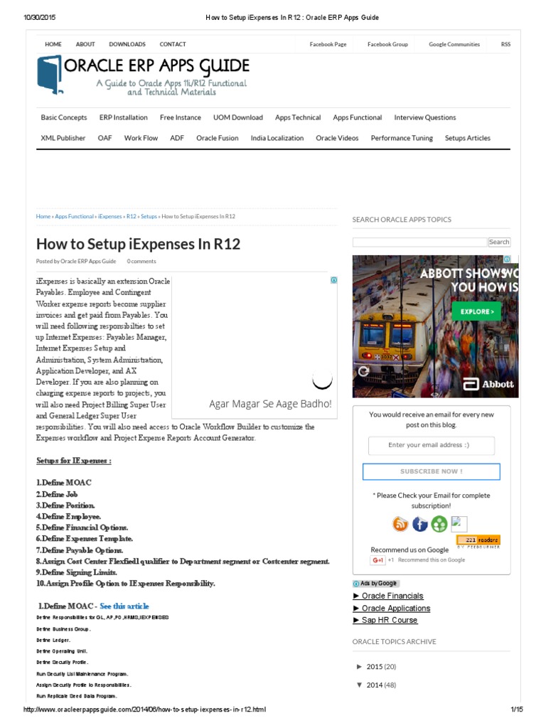 How To Setup I Expenses in R12 Oracle ER | PDF