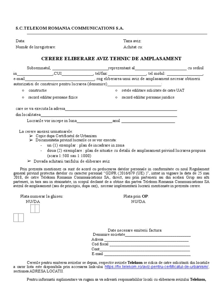 Cerere Aviz de Amplasament Telekom-Nov 2021 12 | PDF