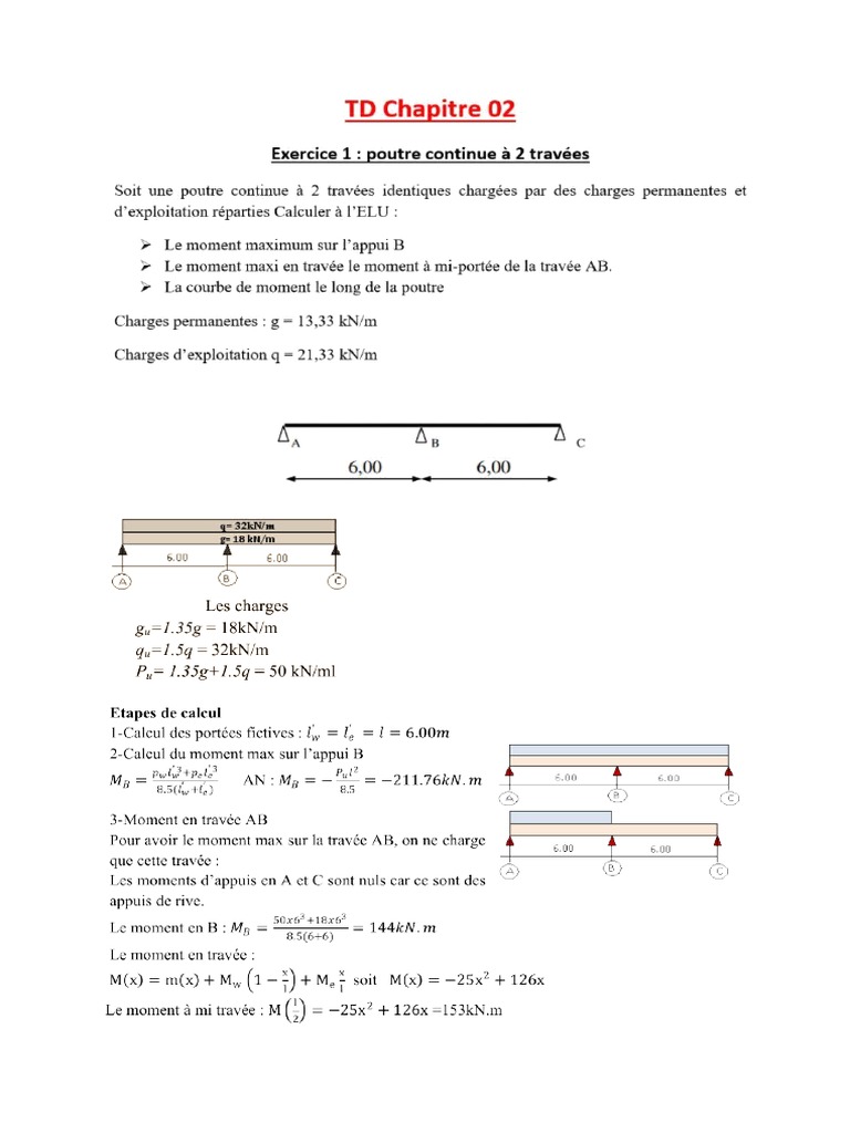 Exercice 01 Et 02 Structures en BA 2020-2021 Méthode de Caquot | PDF