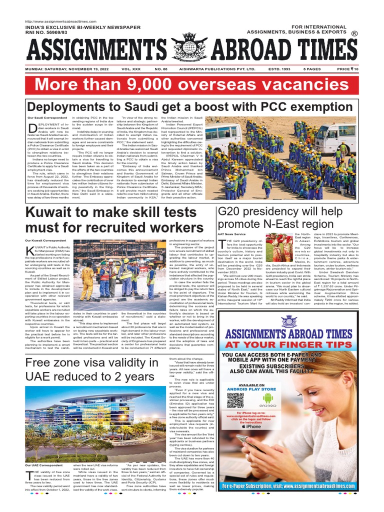 Assignments Abroad Times Newspaper 19 Nov 2022 | PDF