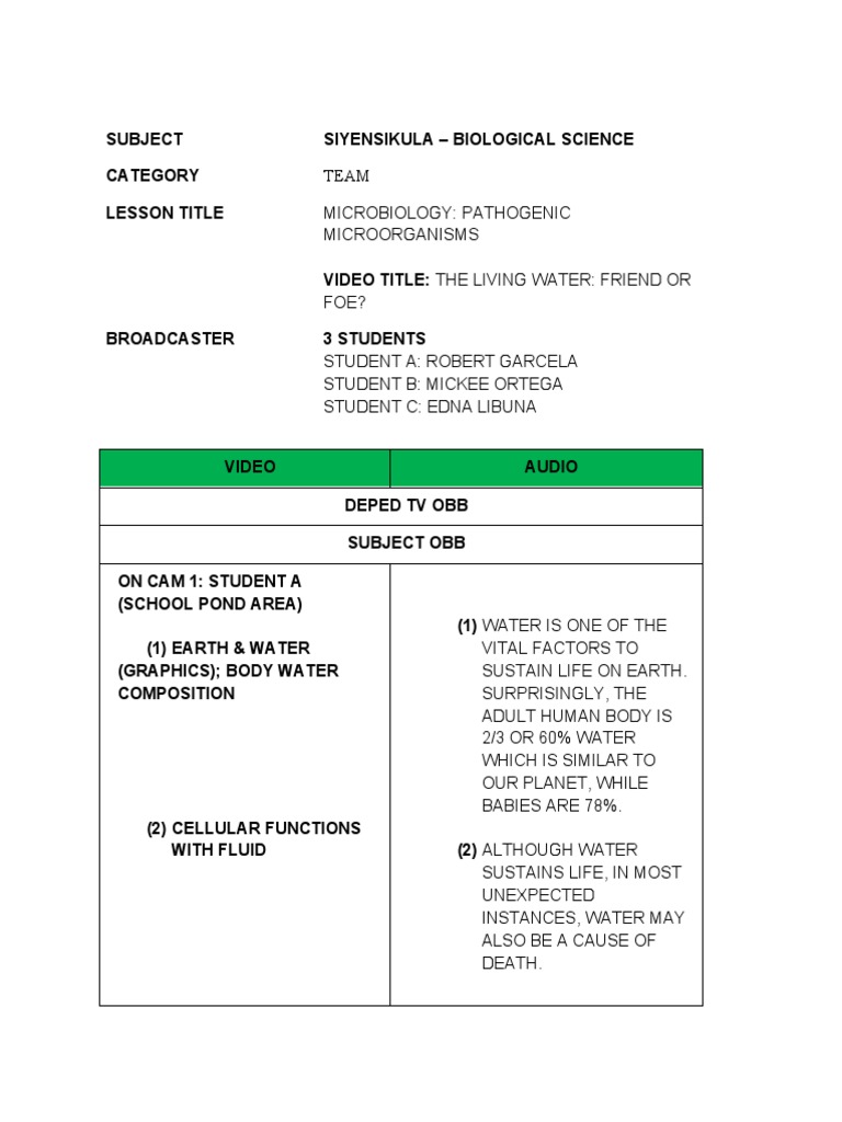 Biological Science - Scriptwriting For Siyensikula | PDF | Virus | Diarrhea