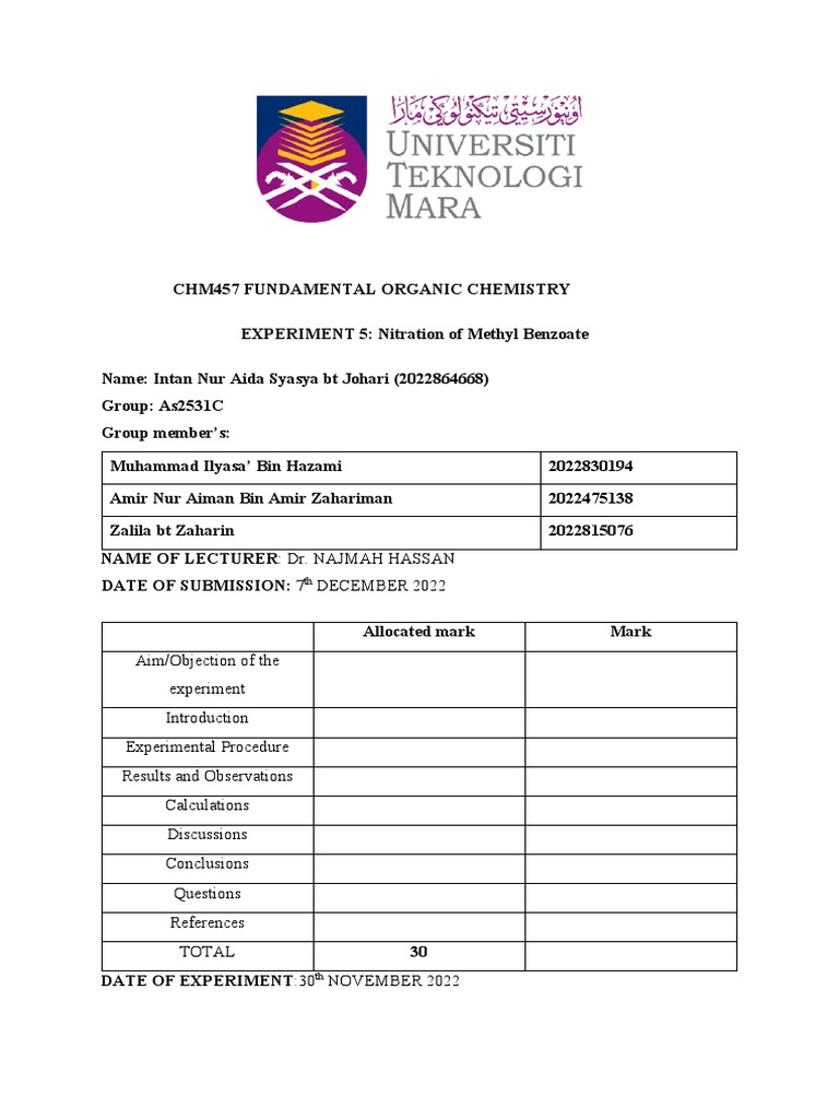 chm457 Exp5 | PDF | Chemical Reactions | Sulfuric Acid