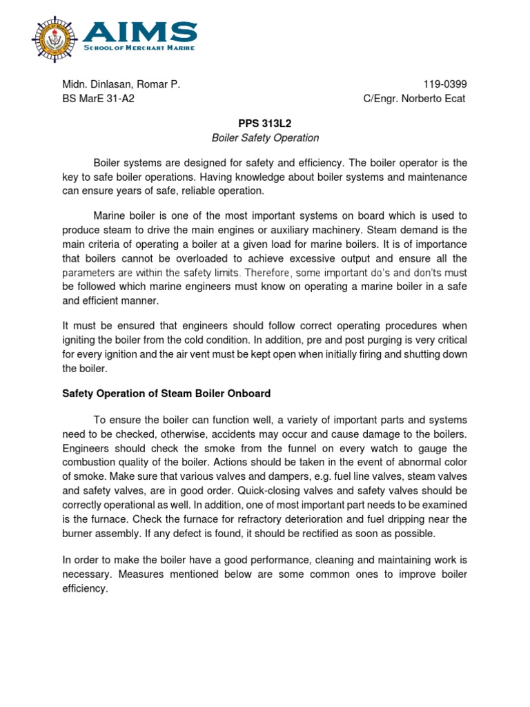 PPS Boiler Safe Operation | PDF | Boiler | Water